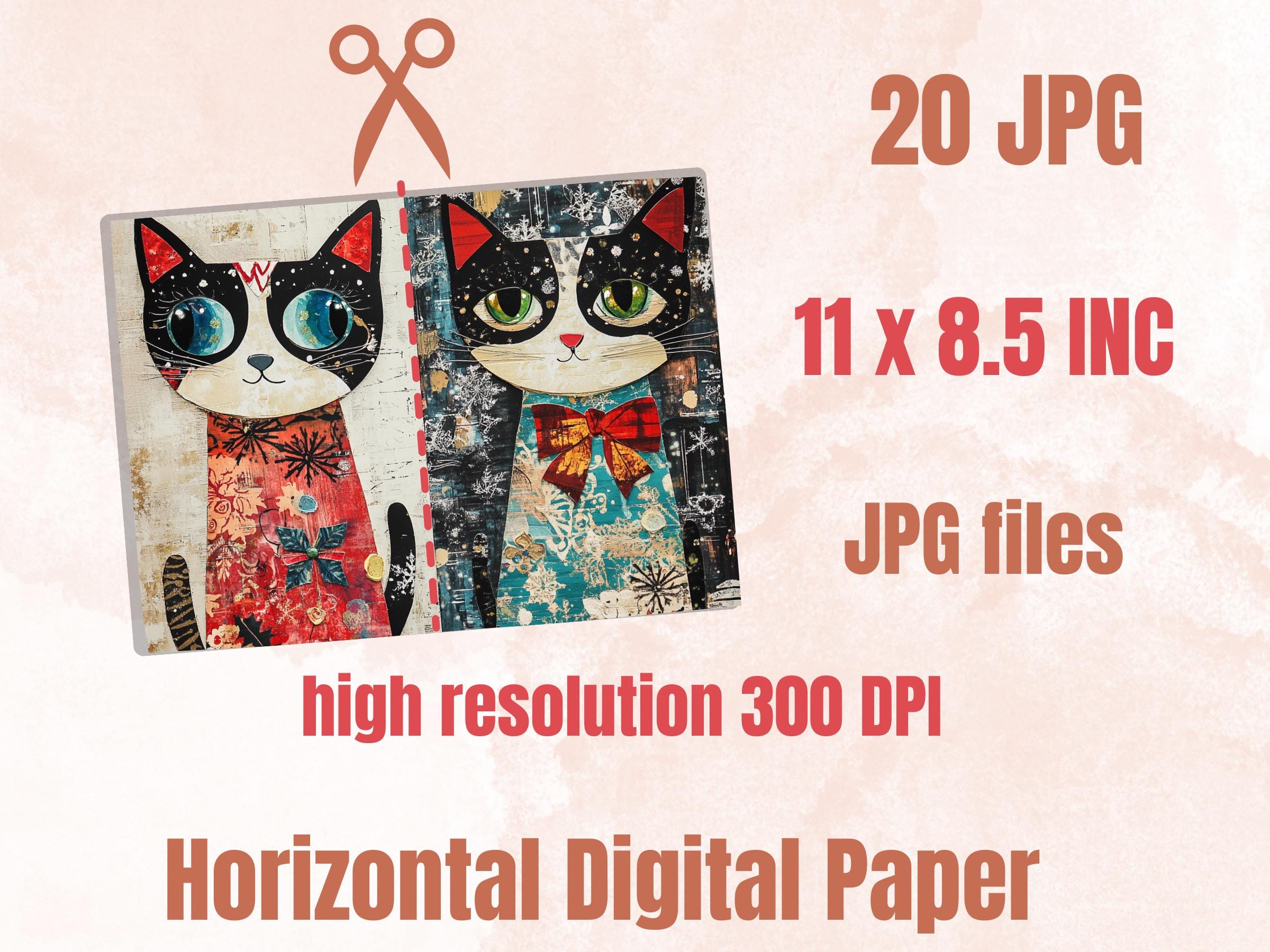 Whimsical Christmas Cat Junk Journal Kit, Winter Noel Ephemera, Mixed ...