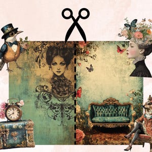 Whimsy Victorian Collage Elements, Surreal Modern Victorian Fussy Cut ...