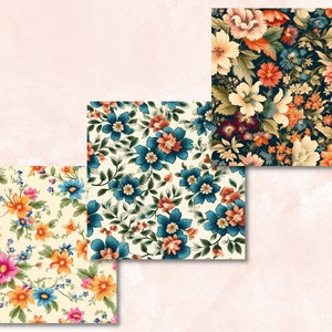 Seamless Vintage Flowers Digital Paper, Vintage Floral Seamless Pattern ...
