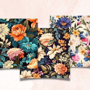 Seamless Vintage Flowers Digital Paper, Vintage Floral Seamless Pattern ...