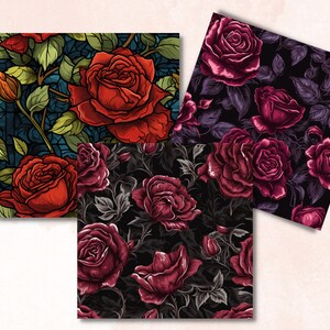 Seamless Gothic Roses Digital Paper, Gothic Roses Seamless Pattern ...