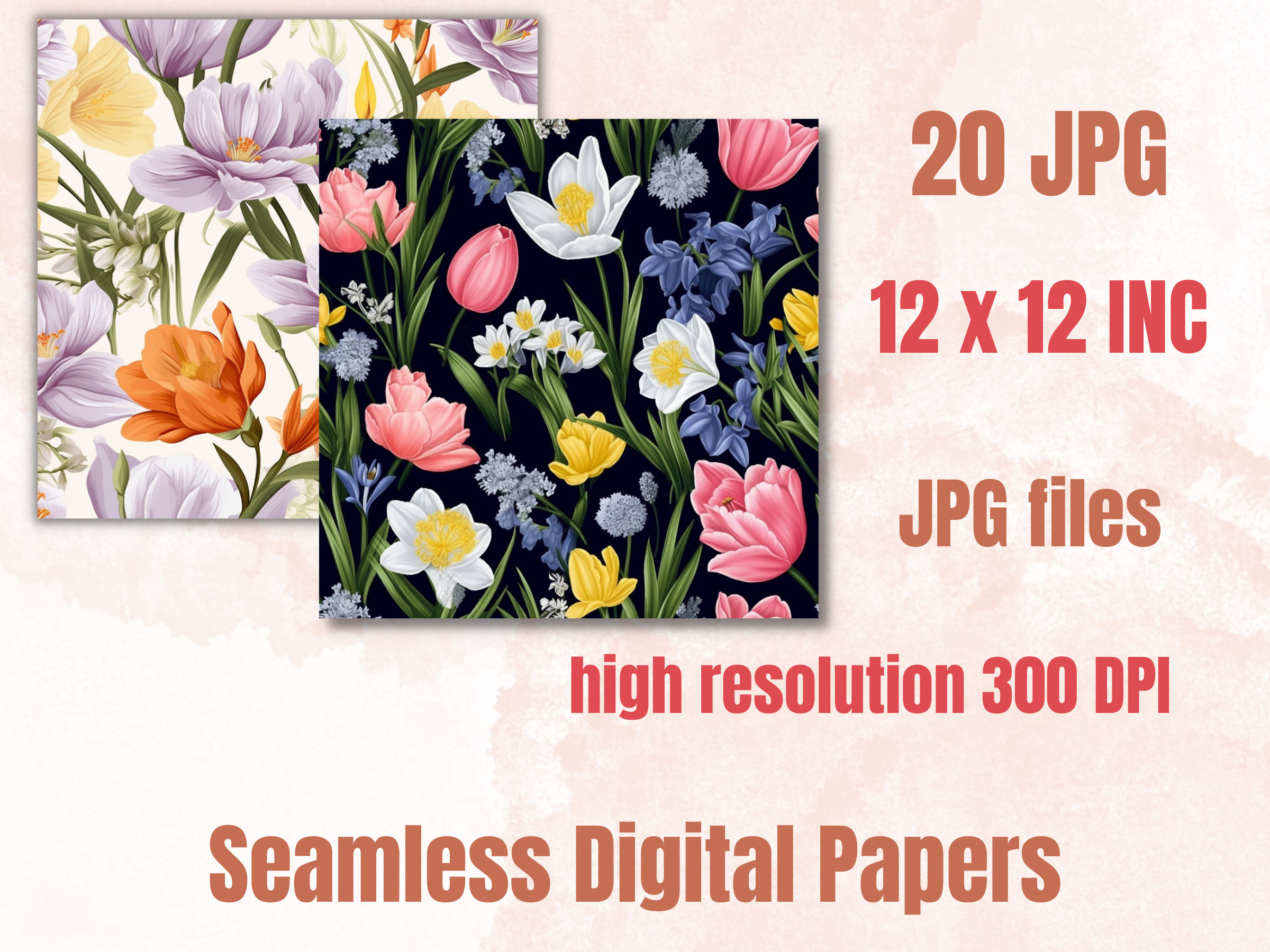 Seamless Spring Floral Digital Paper, Flowers Seamless Pattern, Spring ...