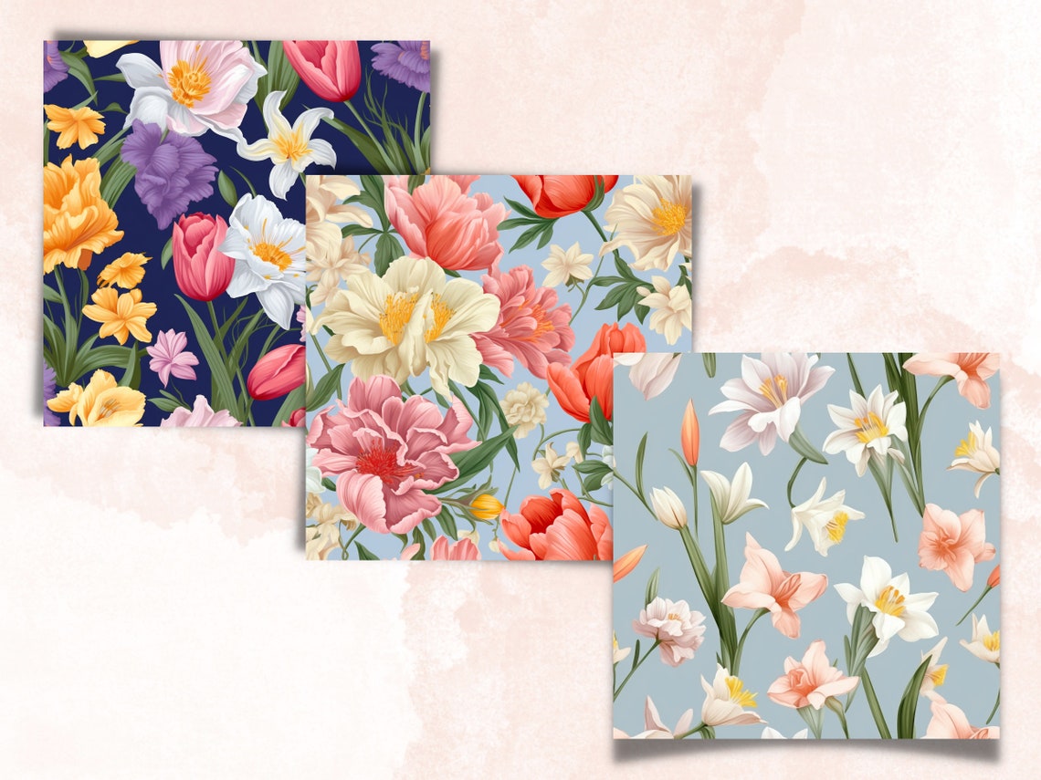 Seamless Spring Floral Digital Paper, Flowers Seamless Pattern, Spring ...