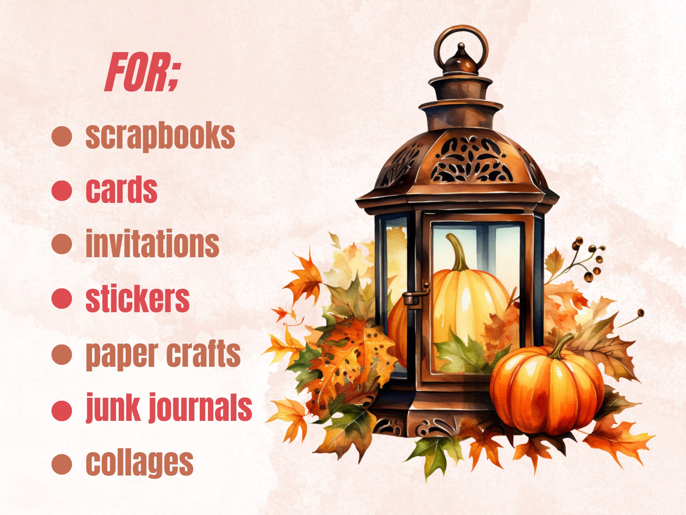 90 PNG Watercolor Fall Big Bundle Clipart, Rustic Autumn Illustrations ...