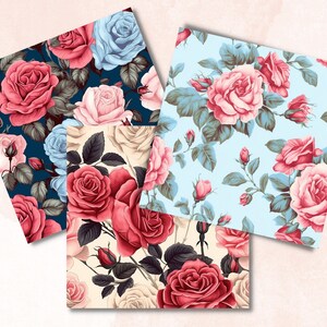 Seamless Roses Digital Paper, Realistic Roses Seamless Pattern, Roses ...