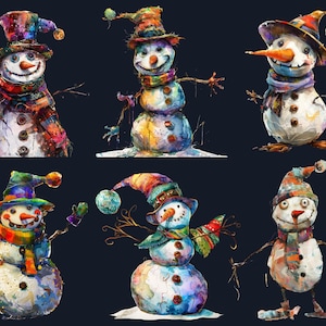 40 PNG Whimsical Snowman Clipart, Quirky Christmas Illustrations Clip ...