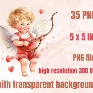 35 PNG Watercolor Valentine's Day Cupid Clipart, Valentines Day Cute ...
