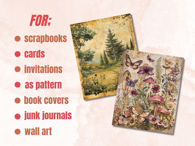Printable Spring Secret Garden Digital Paper, Floral Garden Collage ...