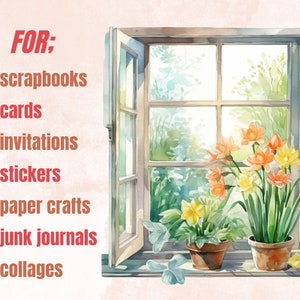 35 PNG Watercolor Spring Windows Clipart, Pink Floral Spring ...