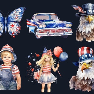 32 PNG Watercolor 4th of July Clipart Bundle, Independence Day Clip Art ...