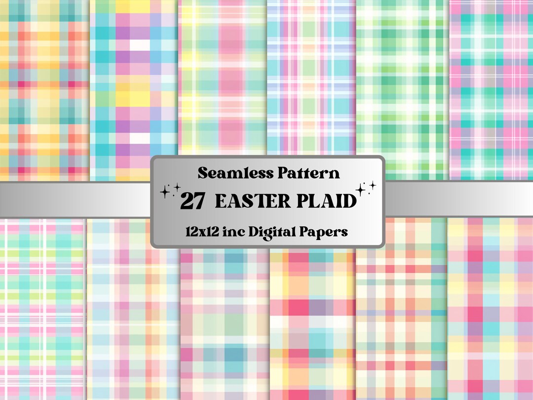 Seamless Easter Plaid Digital Paper, Easter Plaid Seamless Pattern ...