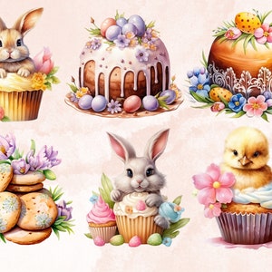 40 PNG Watercolor Easter Dessert Clipart, Floral Easter Sweet ...