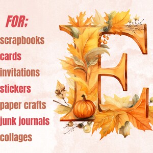 25 PNG Watercolor Fall Alphabet Clipart, Floral Autumn Letters ...