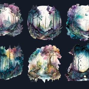 20 Watercolor Magical Forest Clipart, Fairy Forest Clip Art, Forest ...