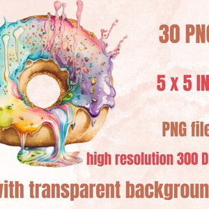 30 PNG Watercolor Donuts Clipart, Donut Clip Art, Dessert Clipart ...