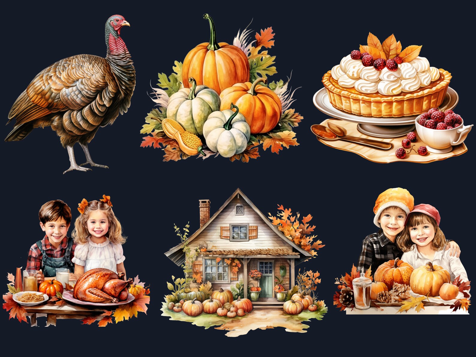 55 PNG Watercolor Thanksgiving Clipart, Thanksgiving Turkey ...