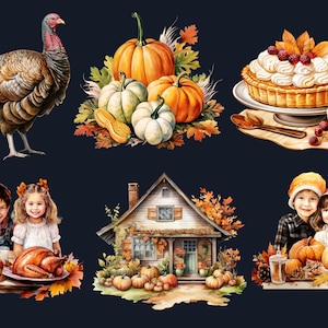 55 PNG Watercolor Thanksgiving Clipart, Thanksgiving Turkey ...