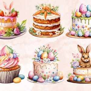 40 PNG Watercolor Easter Dessert Clipart, Floral Easter Sweet ...
