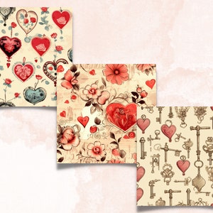 Seamless Vintage Valentine's Day Digital Paper, Romantic Valentine Love ...