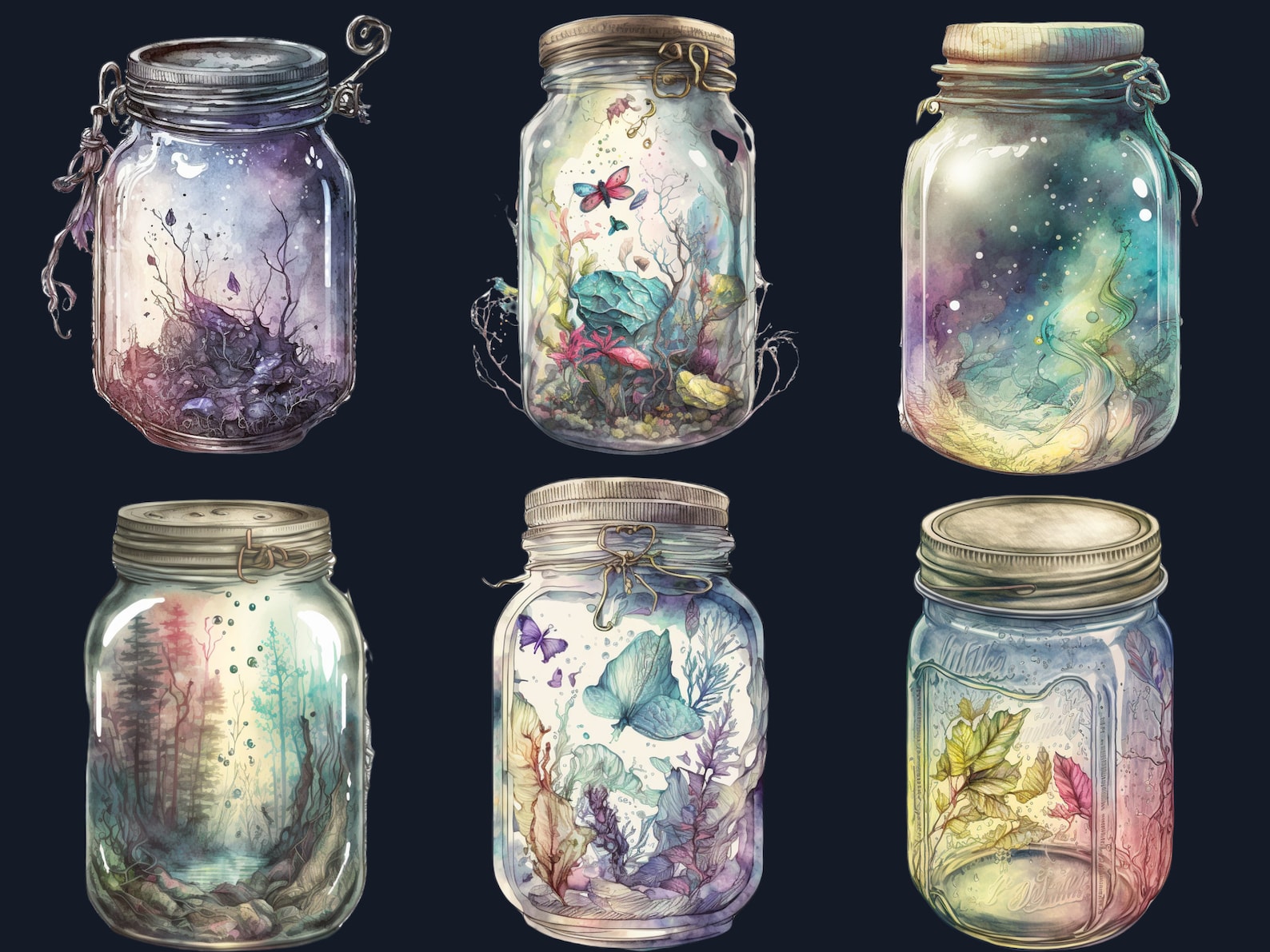 16 PNG Watercolour Magical Jars Clipart, Fantasy Clipart, Fairytale ...