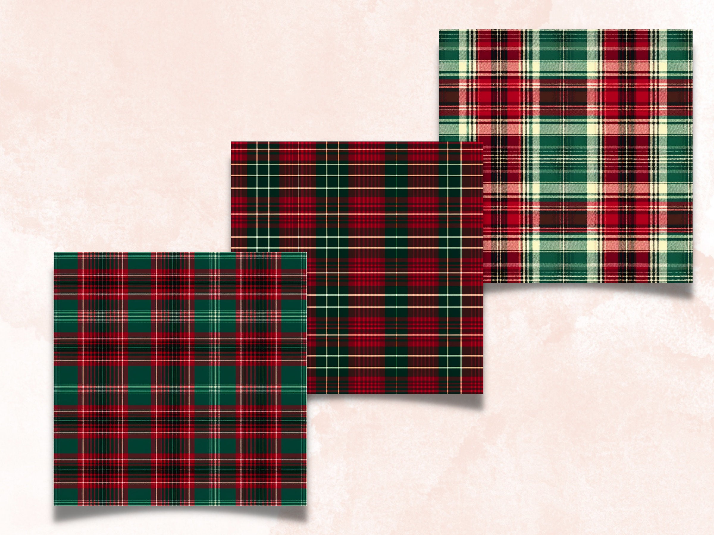 Seamless Christmas Plaid Digital Paper Pack, Winter Buffalo Plaid ...