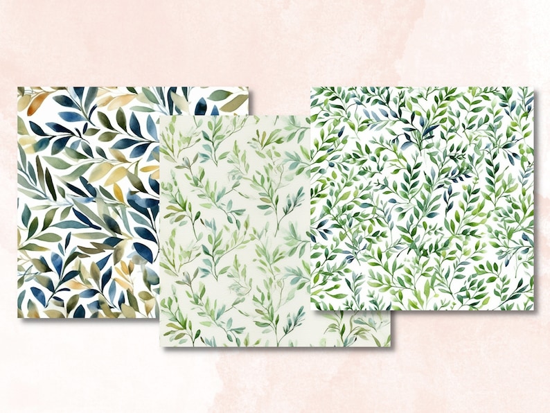 Seamless Watercolor Gentle Leaves Digital Paper, Eucalyptus Greenery ...