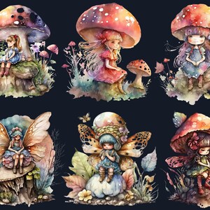 20 PNG Watercolor Mushroom Fairies Clipart, Enchanted Forest Fairy PNG ...