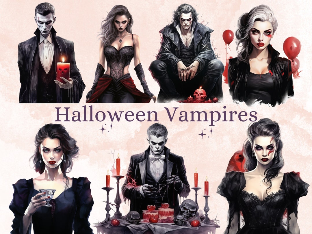 45 PNG Watercolor Halloween Vampires Clipart, Horror Halloween ...