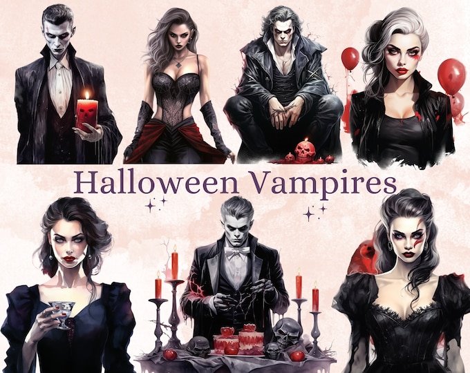 20 Vampires Clipart Pack INSTANT DOWNLOAD 20 Mysterious Vampire ...