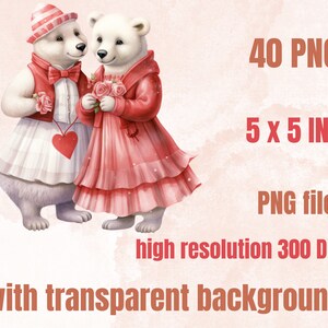 40 PNG Watercolor Valentine's Day Bears Clipart, Lovely Valentines Day ...