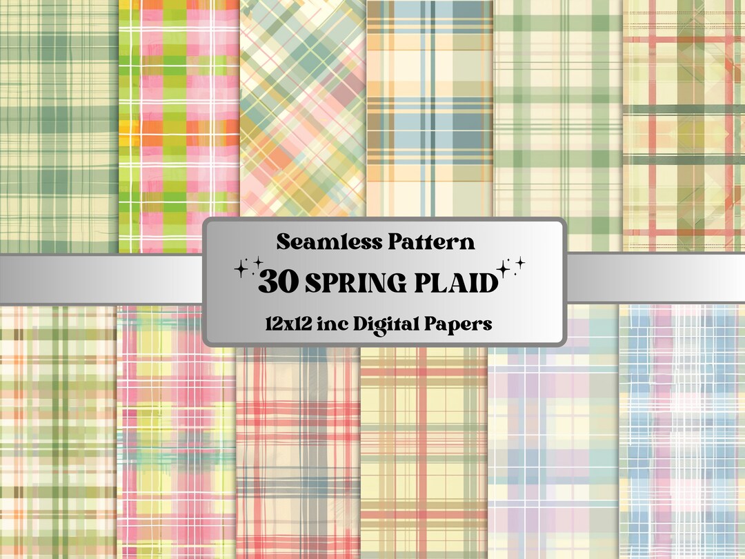 Seamless Spring Plaid Digital Paper, Spring Plaids Seamless Pattern ...