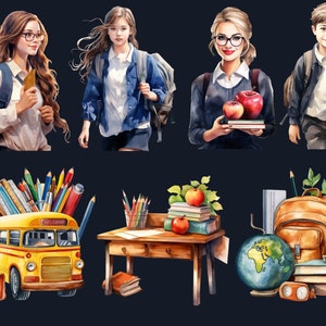 100 PNG Watercolor Back to School Big Bundle Clipart, Academia ...
