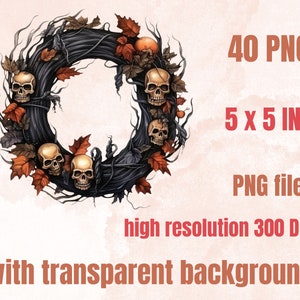 40 PNG Watercolor Halloween Frames Clipart, Halloween Wreaths ...