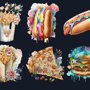 22 PNG Watercolor Fantasy Fast Food Clipart, Cute Fast Food Clip Art ...