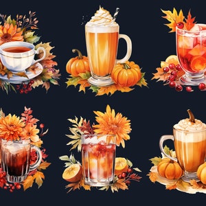 30 PNG Watercolor Fall Drink Clipart, Autumn Coffee Illustrations Clip ...