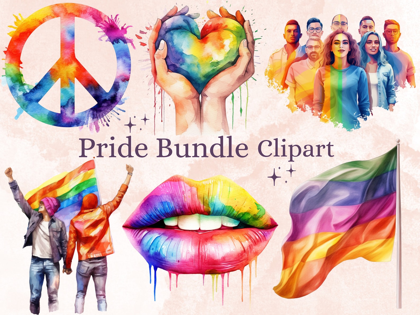 32 PNG Watercolour LGBTQ Pride Clipart Bundle, LGBT Pride Month Files ...