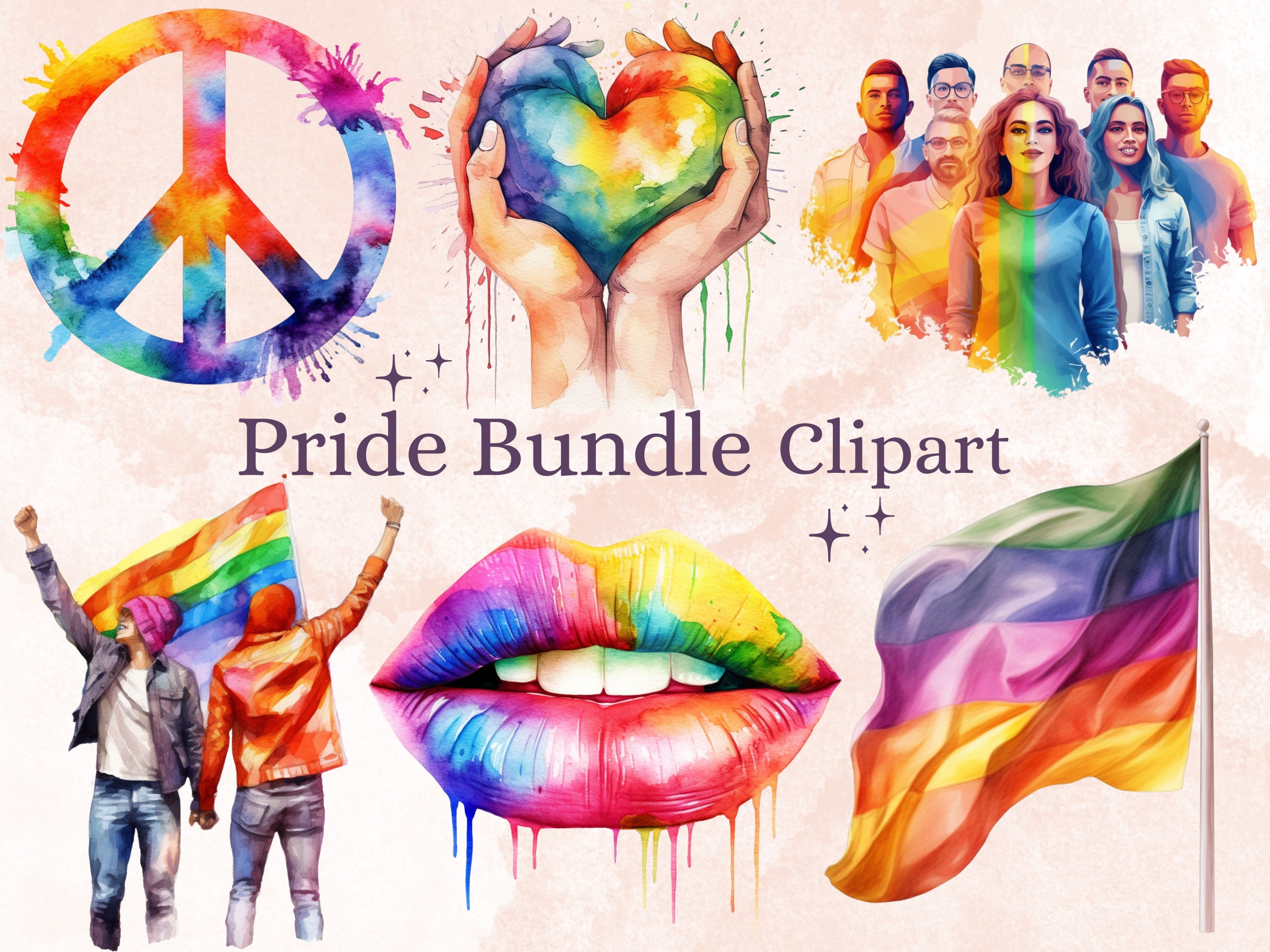 32 PNG Watercolour LGBTQ Pride Clipart Bundle, LGBT Pride Month Files ...