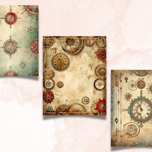 Printable Vintage Steampunk Christmas Digital Paper, Christmas Ephemera ...