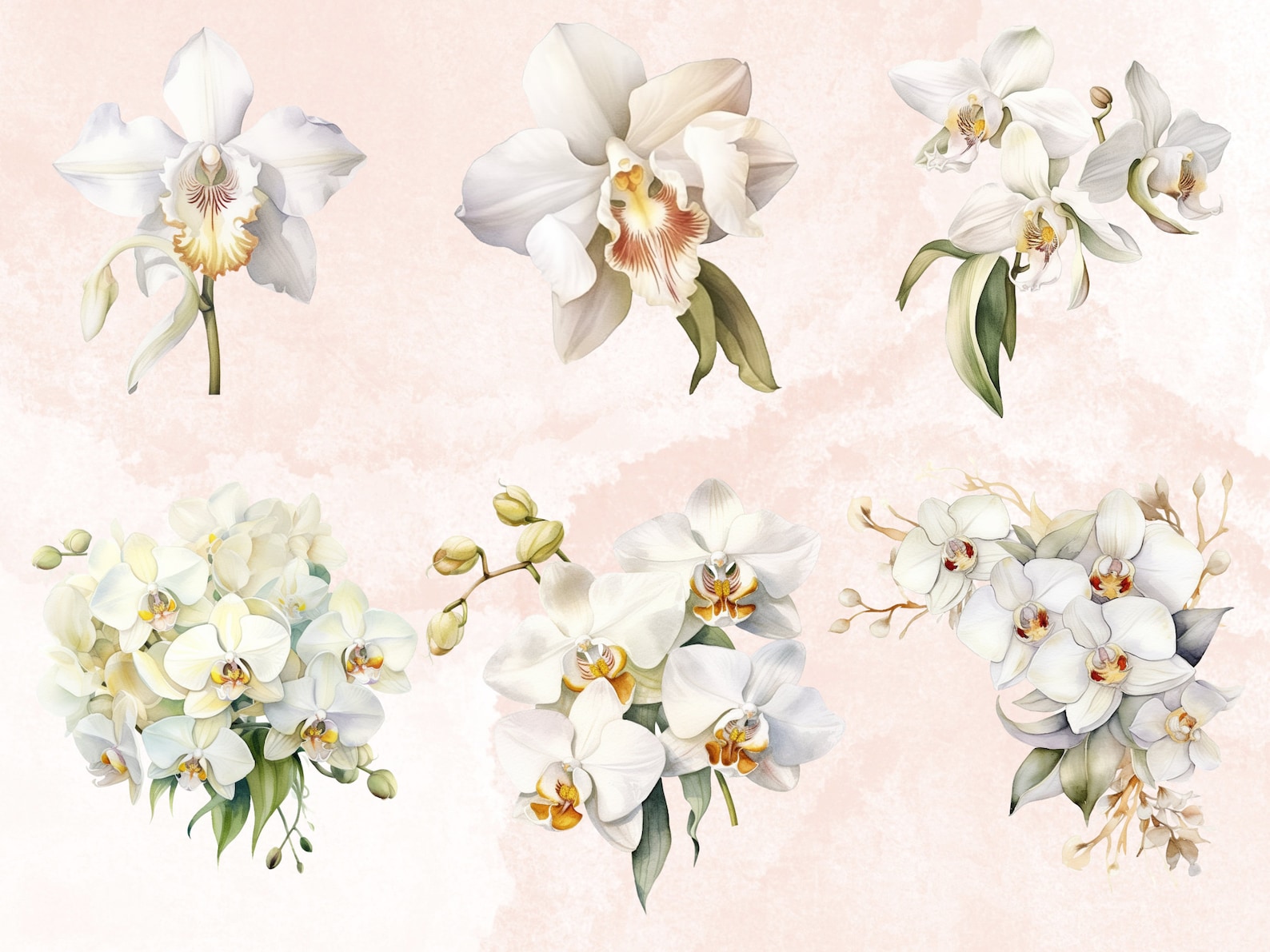 30 PNG Watercolor White Orchids Clipart, Orchid PNG Clip Art Bundle ...