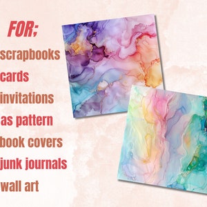 Spring Alcohol Ink Digital Paper Pack, Pastel Alcohol Ink Flowers ...