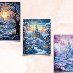 Printable Winter Wonderland Digital Paper, Snow Forest Background ...