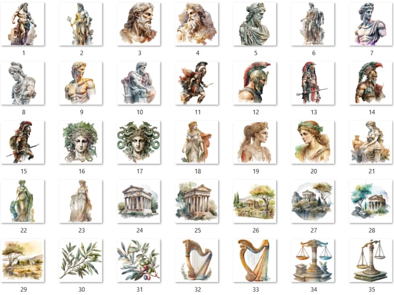 35 PNG Watercolor Fantasy Ancient Greek Clipart, Ancient Greek ...