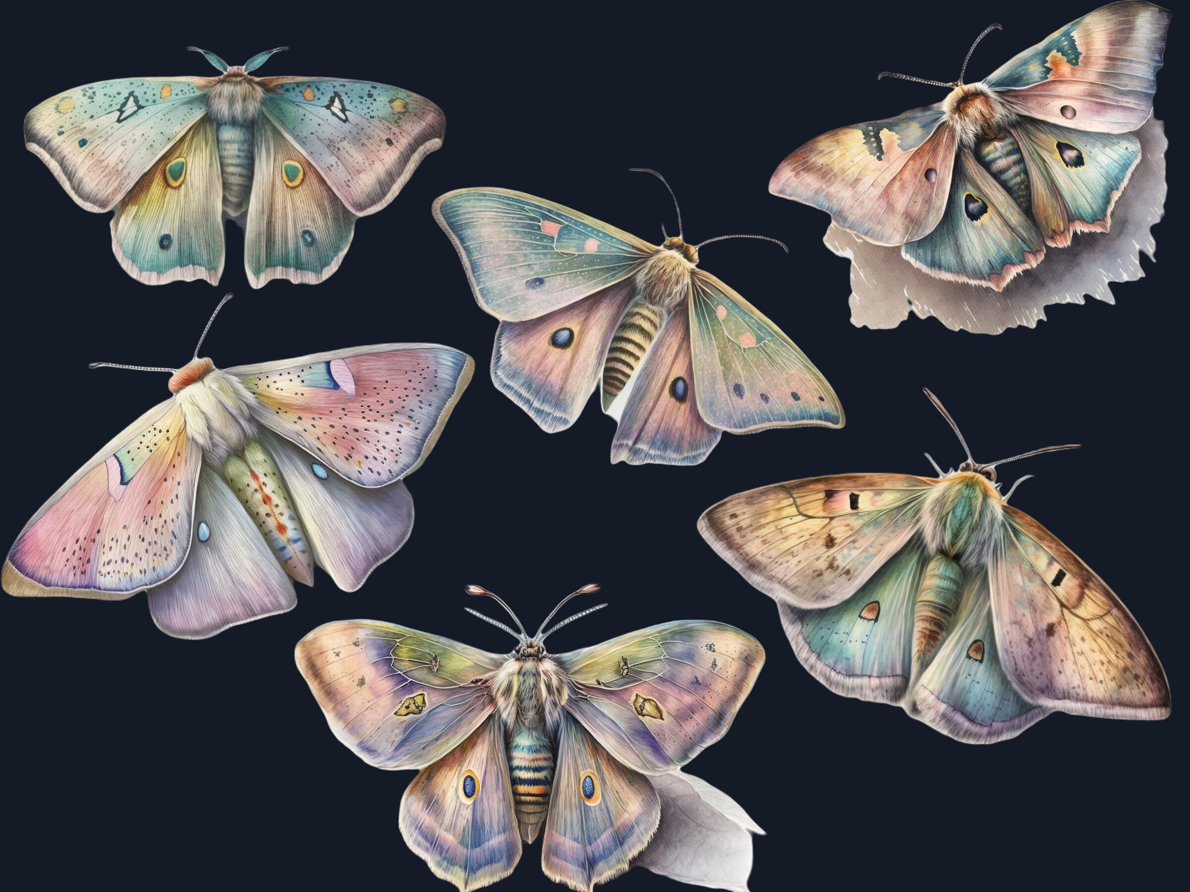 18 PNG Watercolour Pastel Moths Clipart, Moth Clip Art, Pastel ...