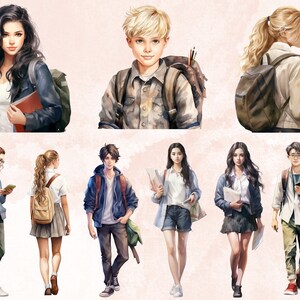 60 PNG Watercolor Student Bundle Clipart, Academia Illustrations Clip ...