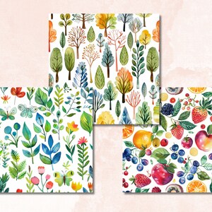 Seamless Watercolor Spring Digital Paper, Spring Botanical Seamless ...