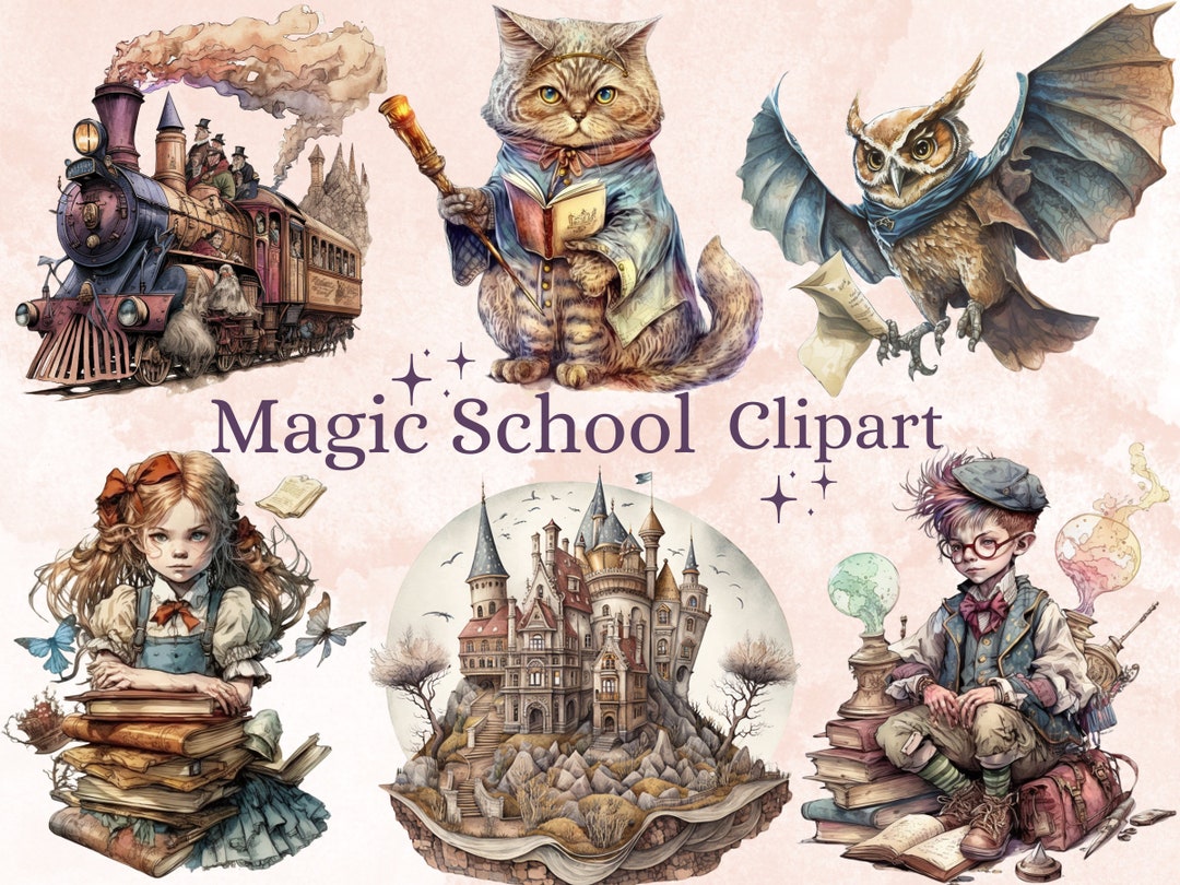 40 PNG Watercolor Fantasy Magic School Clipart, Wizard Academy Png Clip ...