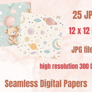 Seamless Pastel Baby Pattern Paper, Pastel Baby Nursery Ephemera ...