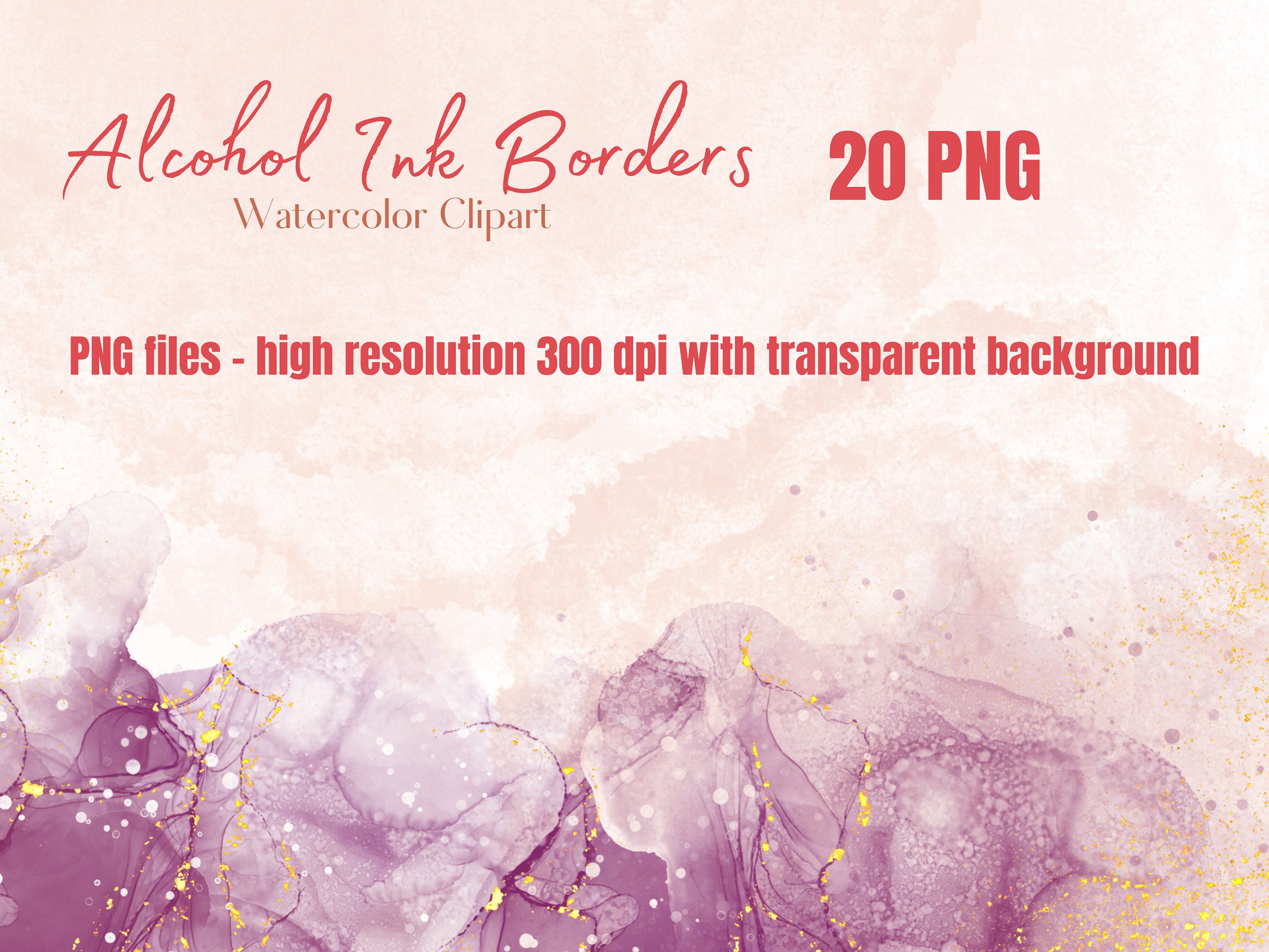 20 PNG Alcohol Ink Clipart Borders Watercolor Clip Art - Etsy Canada