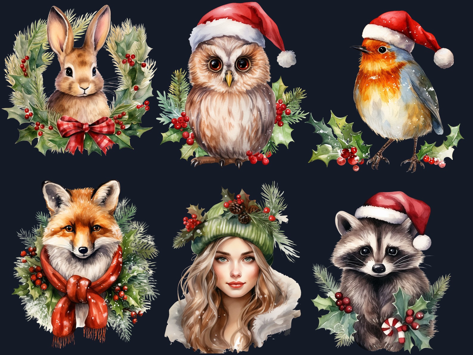 42 PNG Watercolour Christmas Woodland Clipart, Christmas Forest ...