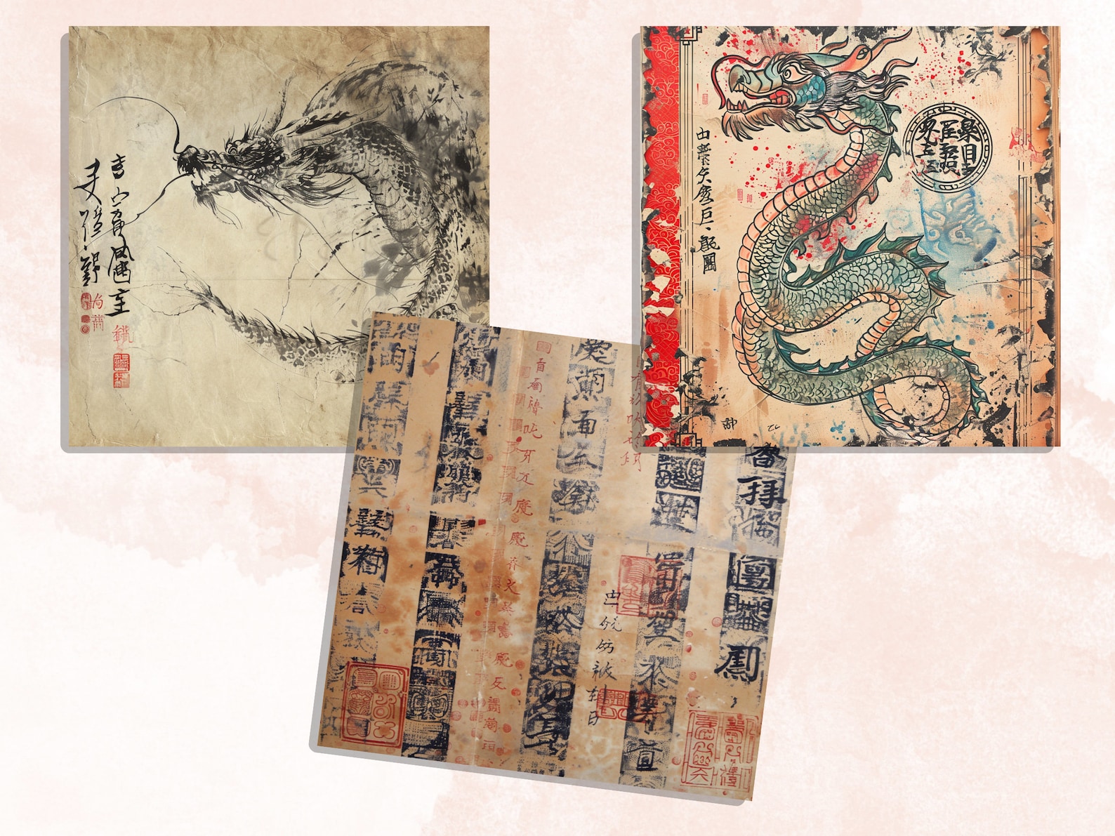 Vintage Chinese Paper, Distressed Chinese Background Collage, Asian ...